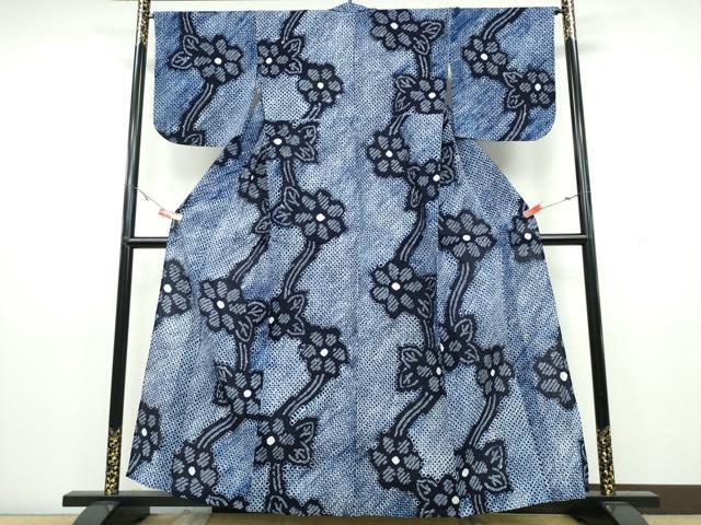 平和屋着物∴夏物　浴衣　有松鳴海絞り　舞菊文　綿　逸品　CAAW1149ng