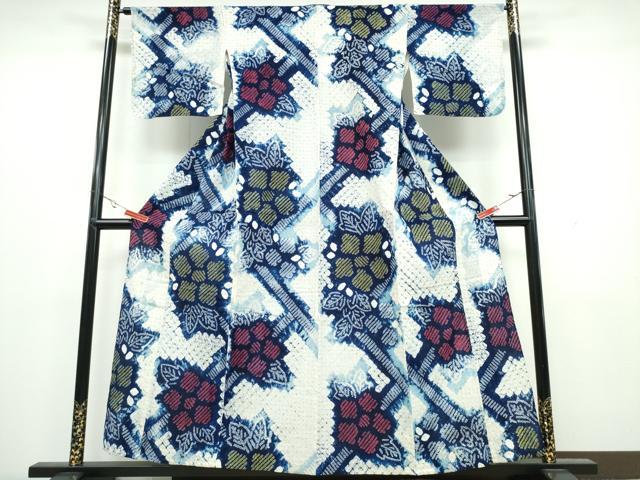 平和屋着物∴夏物　浴衣　有松鳴海絞り　籬舞花文　綿　逸品　未使用　CAAW1156ng