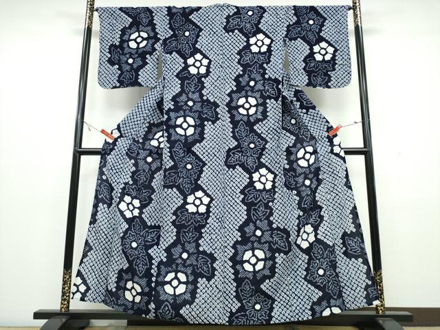 平和屋着物∴夏物　浴衣　有松鳴海絞り　舞花文　綿　逸品　CAAW1160ng