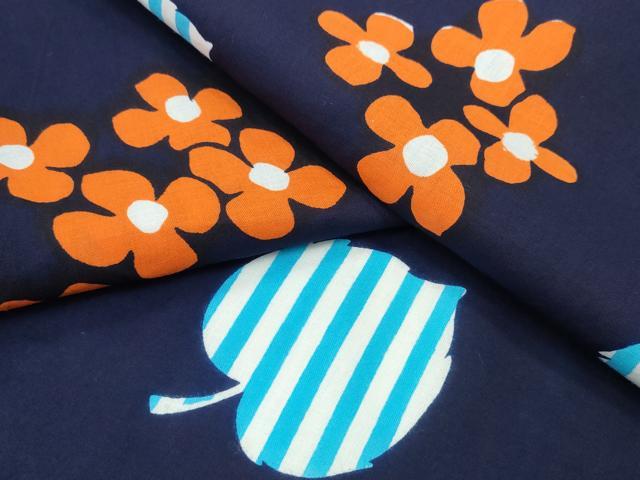 平和屋着物∴夏物　浴衣　舞葉花文　綿　逸品　CAAW1171ng