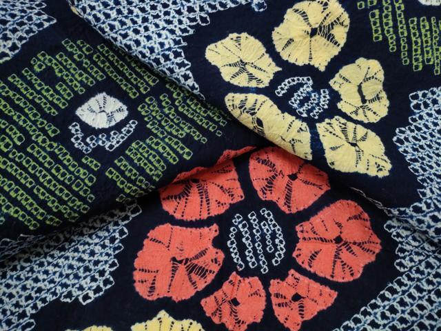 平和屋着物∴夏物　浴衣　有松鳴海絞り　舞花文　綿　逸品　CAAW1181ng