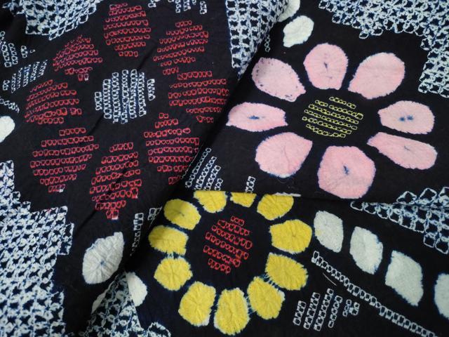 平和屋着物∴夏物　浴衣　有松鳴海絞り　枝葉花文　綿　逸品　CAAW1182ng