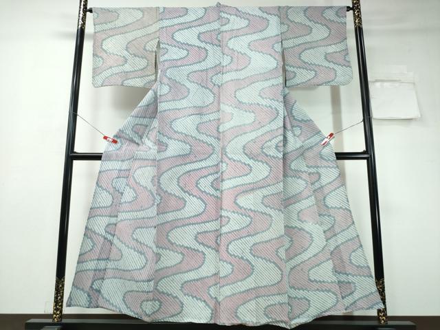 平和屋着物∴夏物　浴衣　有松鳴海絞り　流水文　綿　逸品　CAAW1187ng