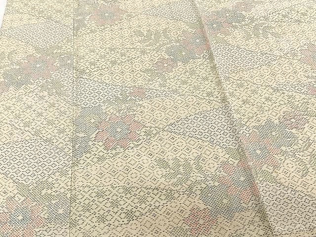 平和屋着物▽紅花紬 米沢 単衣 吉祥文 正絹 逸品 CAAQ0042vf 平和屋