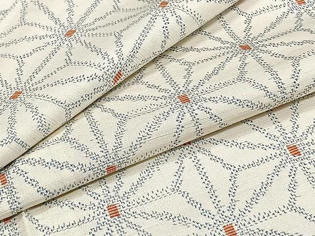 平和屋着物▽上質な紬　単衣　麻の葉文様　正絹　逸品　CAAW1227xi