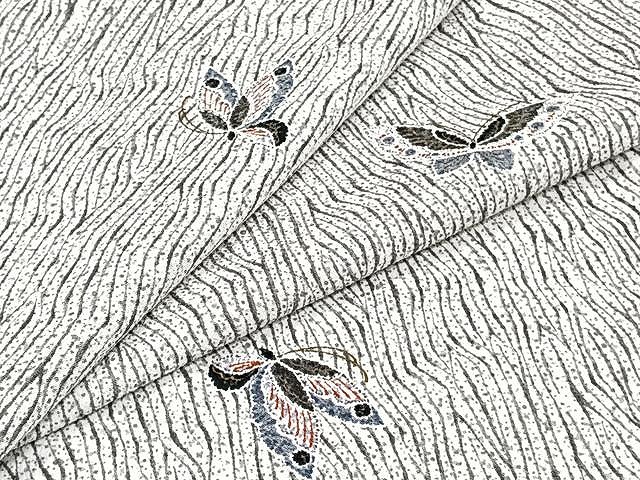 平和屋着物▽小紋　単衣　舞蝶文　金彩　洗える着物　CAAW1238xi