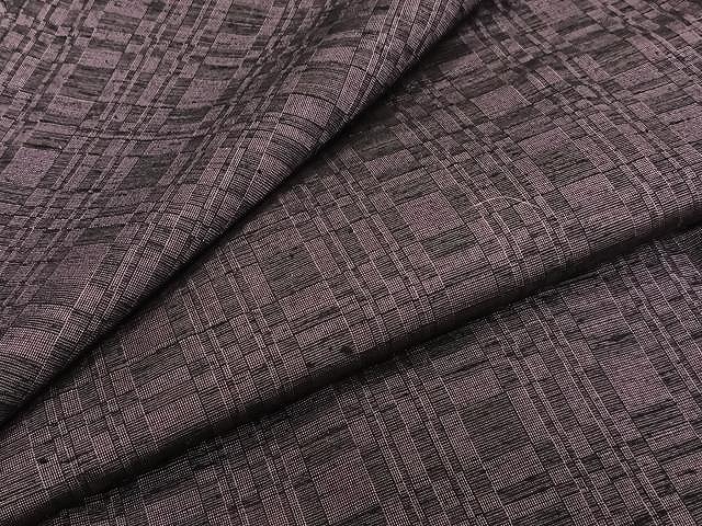 平和屋着物▽上質な紬　単衣　格子　正絹　逸品　CAAW1242xi