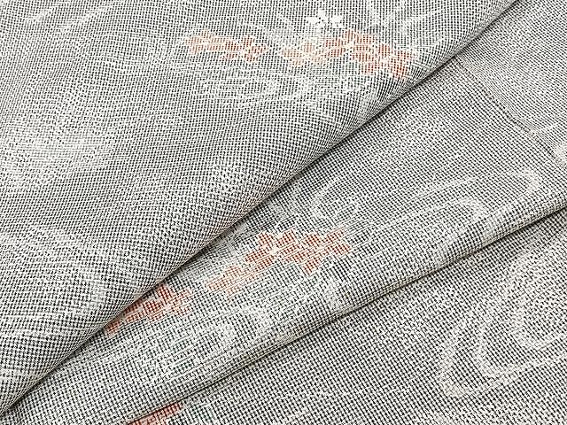 平和屋着物▽上質な紬　単衣　流水草花文　正絹　逸品　CAAW1336xi