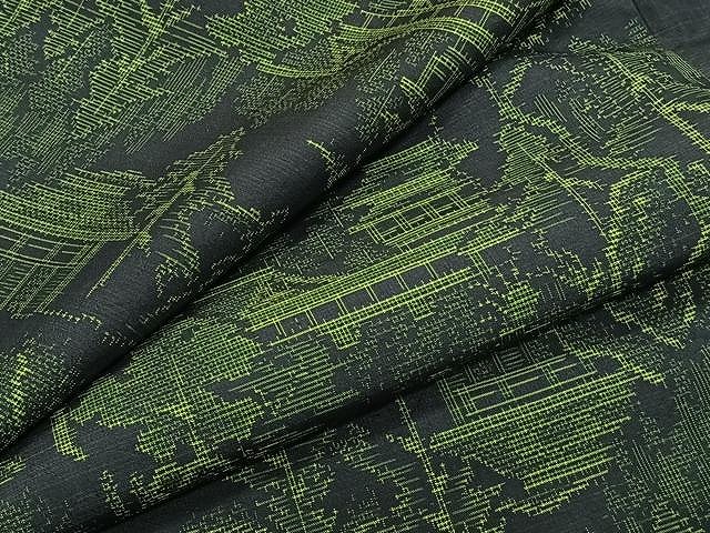 平和屋着物▽本場村山大島紬　単衣　風景文　正絹　逸品　CAAW1355xi