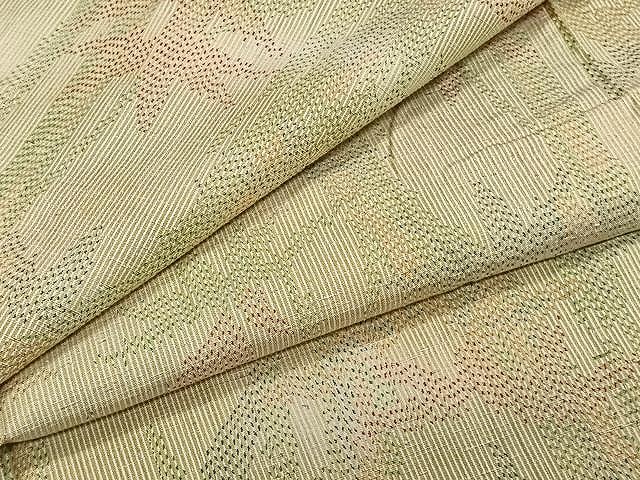 平和屋着物▽上質な紬　単衣　笹竹文　正絹　逸品　CAAW1356xi