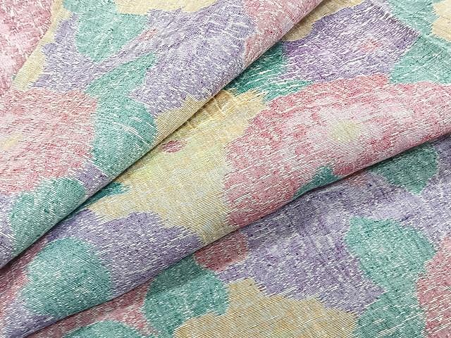 平和屋着物▽上質な紬　単衣　牡丹尽くし　正絹　逸品　CAAW1359xi