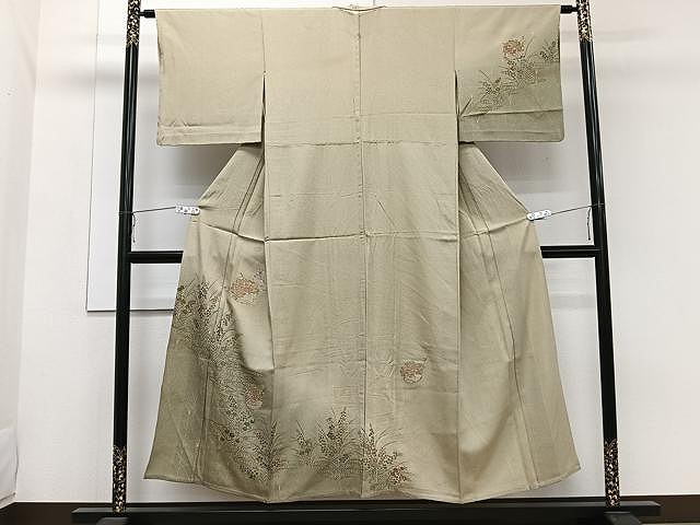 平和屋着物▽中国三大刺繍　スワトウ刺繍　訪問着　単衣　駒刺繍　流水雪輪花文　暈し染め　金彩　正絹　逸品　CAAW1360xi