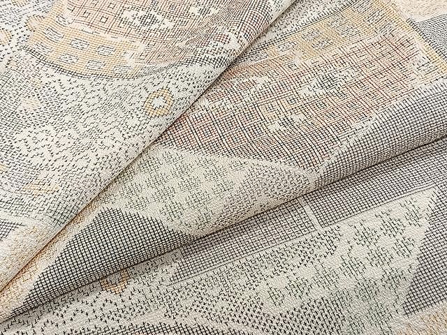 平和屋着物▽本塩沢　単衣　吉祥文　正絹　逸品　CAAW1370xi