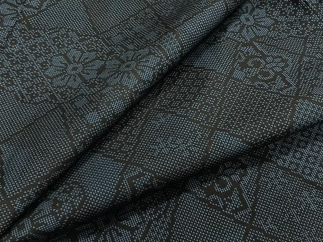 平和屋着物▽本場大島紬　単衣　7マルキ　花菱文　正絹　逸品　未使用　CAAW1376xi