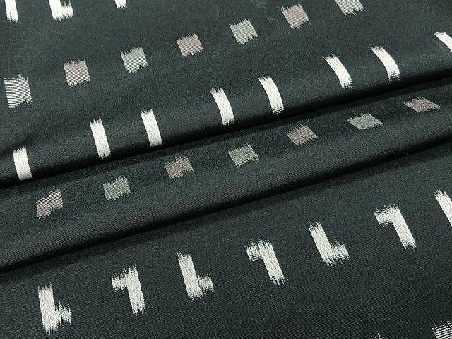 平和屋着物▽上質なお召　単衣　抽象文　正絹　逸品　CAAW1377xi