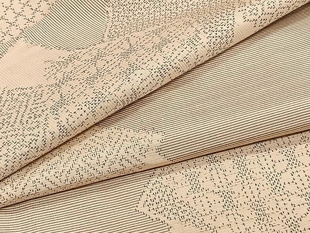 平和屋着物▽上質な紬　単衣　色紙吉祥文　正絹　逸品　CAAW1383xi