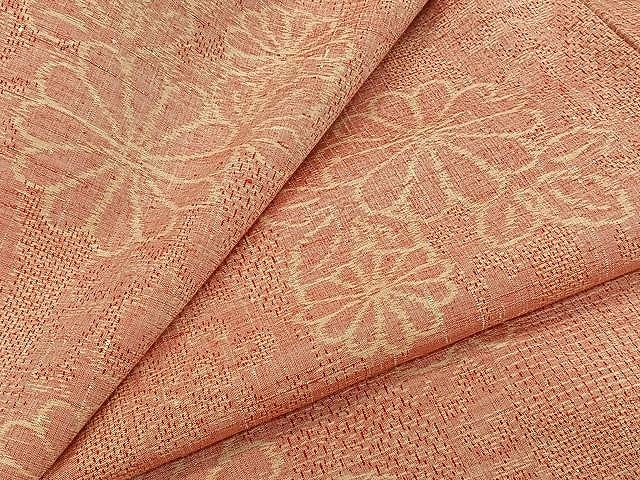 平和屋着物▽上質な紬　単衣　草花文　正絹　逸品　CAAW1384xi