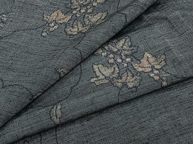 平和屋着物▽上質な紬　単衣　葡萄蔦の葉文　正絹　逸品　CAAW1391xi