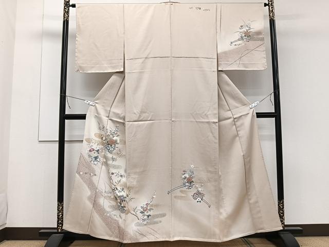 平和屋着物▽訪問着　単衣　花車文　暈し染め　金彩　正絹　逸品　未使用　CAAW1538xi