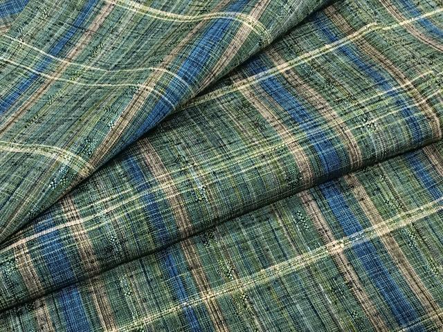 平和屋着物▽上質な紬　単衣　格子柄　正絹　逸品　CAAW1567xi