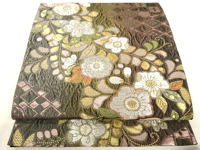 平和屋着物●六通柄袋帯　辻が花　黒地　金銀糸　やまと誂製　正絹　逸品　CAAW1637ak