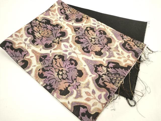 平和屋着物○つけ帯 紬地 吉祥花文 金糸 残布付き 正絹