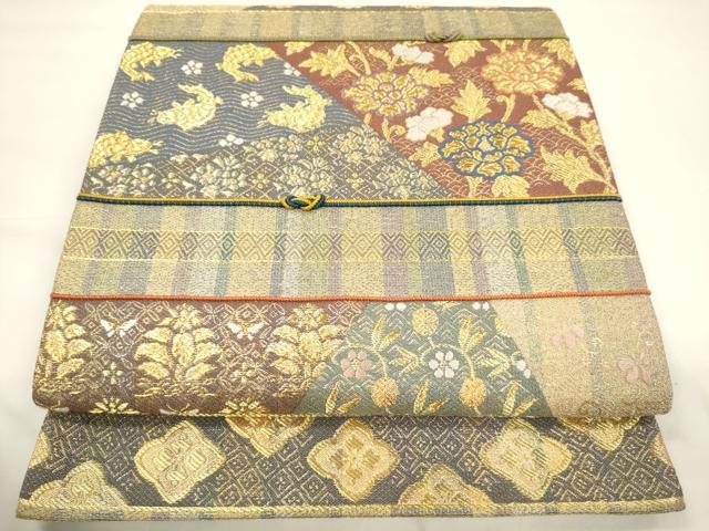 平和屋着物●六通柄袋帯　唐織　名物裂　金糸　正絹　逸品　CAAW1720ak