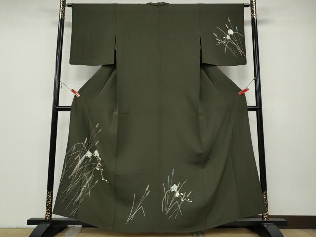 平和屋着物▽訪問着　単衣　枝花文　金銀彩　鈴乃屋扱い　正絹　逸品　CAAW2801ut