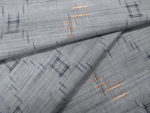 平和屋着物▽上質な紬　単衣　菱繋ぎ文　正絹　逸品　CAAW2845ut