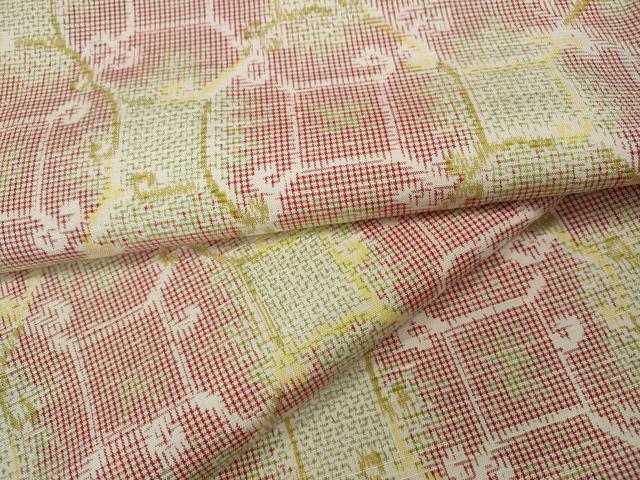 平和屋着物▽上質な紬　単衣　蜀江唐草文　正絹　逸品　CAAW2847ut