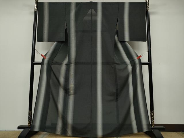 平和屋着物＊夏物　訪問着　紗　刺繍　笹間道　黒地　金彩　正絹　逸品　CAAW2948ut