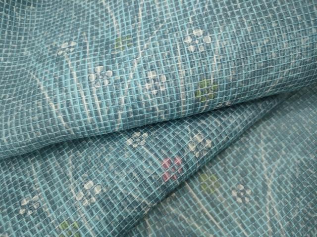 平和屋着物∴夏物　浴衣・小紋兼用　綿紅梅　草花文　綿　逸品　CAAW2965ut