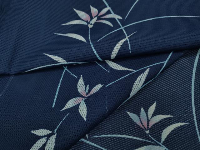 平和屋着物＊夏物　小紋　絽　草花文　洗える着物　CAAW3065ut