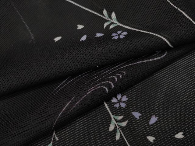 平和屋着物＊夏物　小紋　絽　立波枝花文　洗える着物　CAAW3067ut