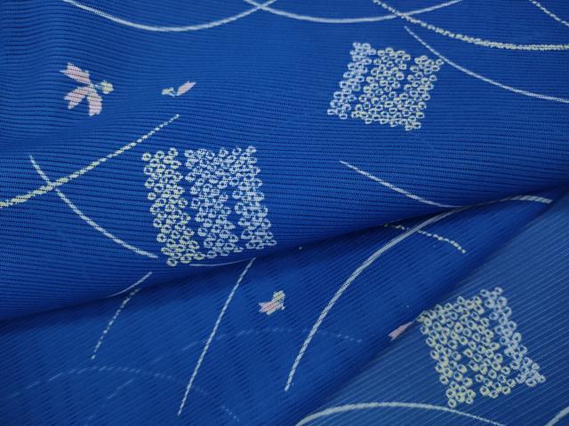 平和屋着物＊夏物　小紋　絽　源氏香　芝草花文　洗える着物　CAAW3069ut