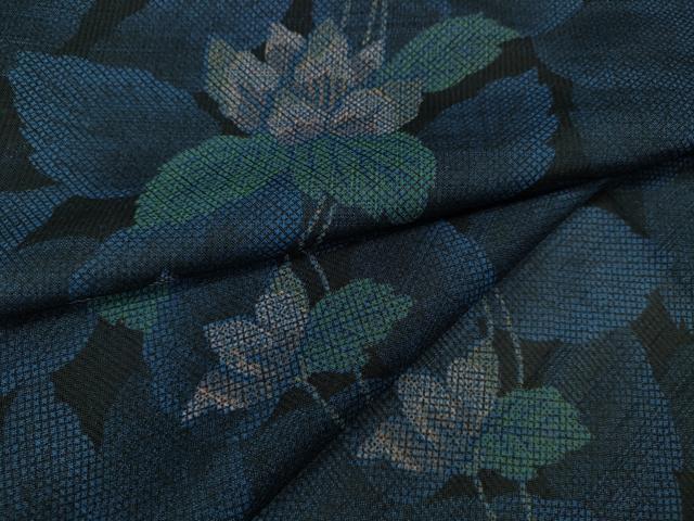 平和屋着物＊夏物　小紋　紗　蔦の葉花文　洗える着物　CAAW3082ut