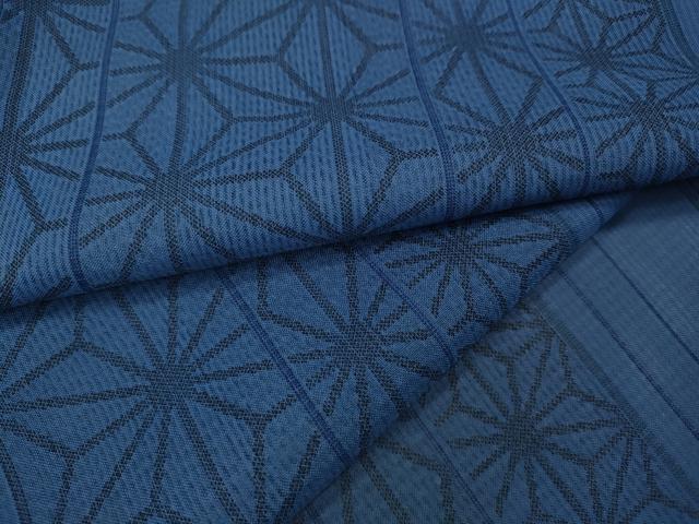 平和屋着物＊夏物　小紋　縦絽　麻の葉間道　洗える着物　未使用　CAAW3085ut