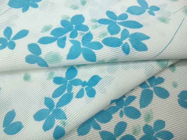 平和屋着物＊夏物　小紋　絽　枝花文　洗える着物　CAAW3139ut