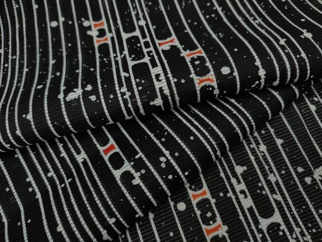 平和屋着物＊夏物　小紋　絽　吉祥間道　黒地　洗える着物　CAAW3145ut