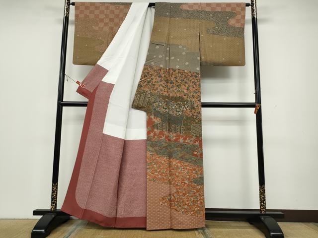 平和屋着物○訪問着 霞文 草花地紋 暈し染め ロング丈 正絹 逸品