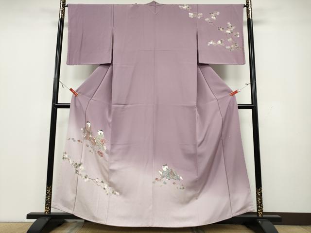 平和屋着物●訪問着　友禅　作家物　童子貝桶枝葉文　暈し染め　正絹　逸品　未使用　CAAW3178ut