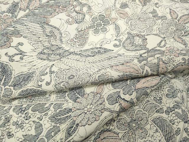 平和屋着物●上質な小紋　紬地　鳳凰更紗唐草文　正絹　逸品　未使用　CAAW3187ut