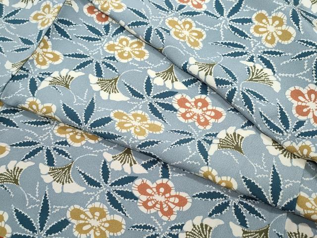 平和屋着物●上質な小紋　型染め　草花文　正絹　逸品　CAAW3601vf