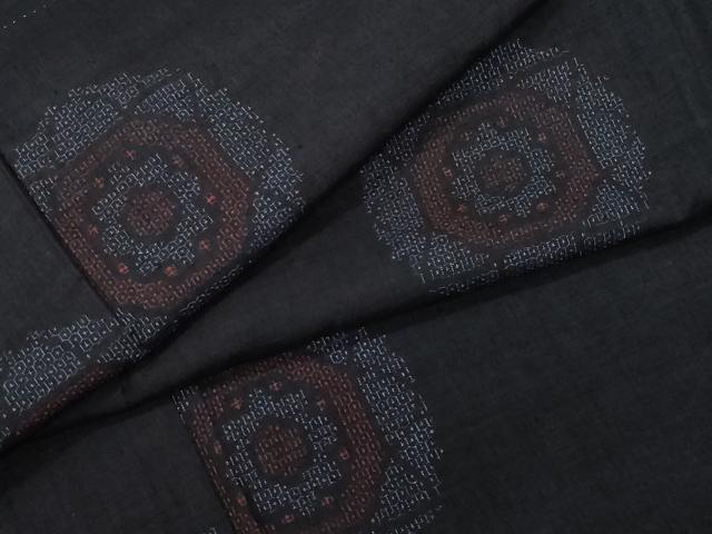 平和屋着物●結城紬　80亀甲　吉祥花文　正絹　逸品　CAAW3616vf