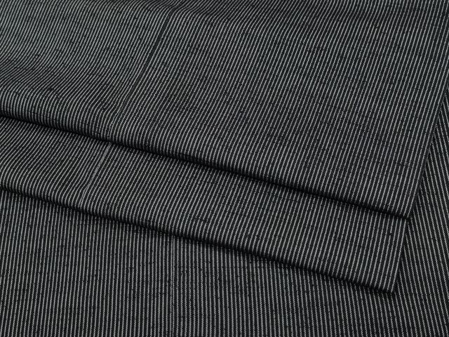 平和屋着物●上質な紬　縞　黒地　正絹　逸品　CAAW3635vf