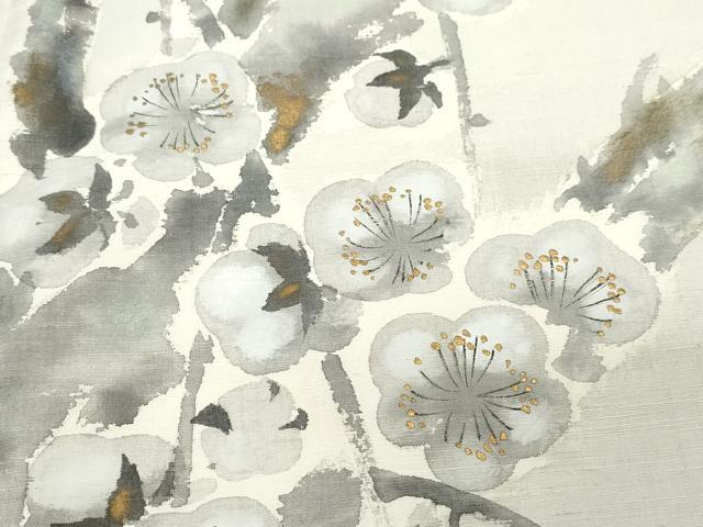 平和屋着物○訪問着 作家物 紬地 総刺繍 枝梅文 正絹