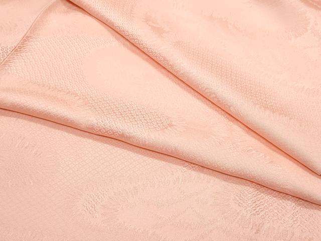 平和屋着物●上質な色無地　吉祥鹿の子地紋　珊瑚色　正絹　逸品　未使用　CAAW3660vf