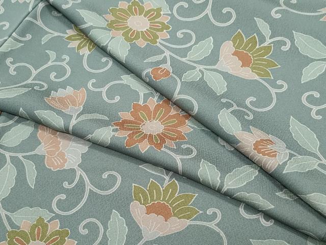 平和屋着物●上質な小紋　更紗花唐草文　正絹　逸品　CAAW3668vf