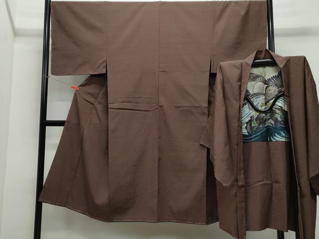 平和屋着物●男性　本塩沢　アンサンブル　110亀甲　総詰め　正絹　逸品　CAAW3673vf