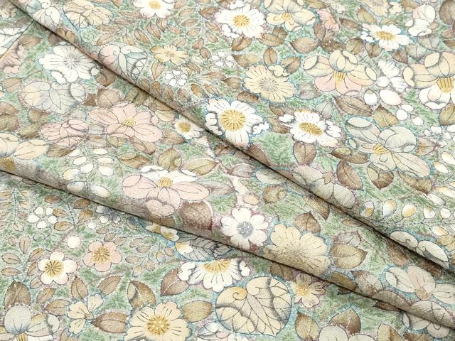 平和屋着物●上質な小紋　草花文　金通し地　正絹　逸品　CAAW3710vf